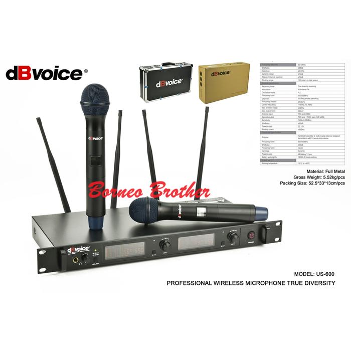 Jual dBvoice US-600 Original Mic Wireless Handheld UHF Dual Channel ...