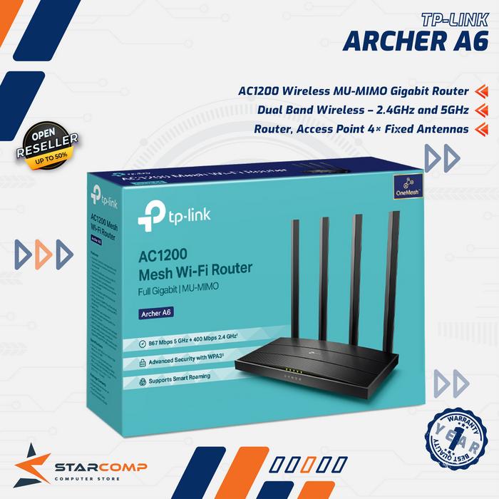 Promo TP-Link Archer A6 AC1200 Wireless MU-MIMO Gigabit Router Cicil 0% ...