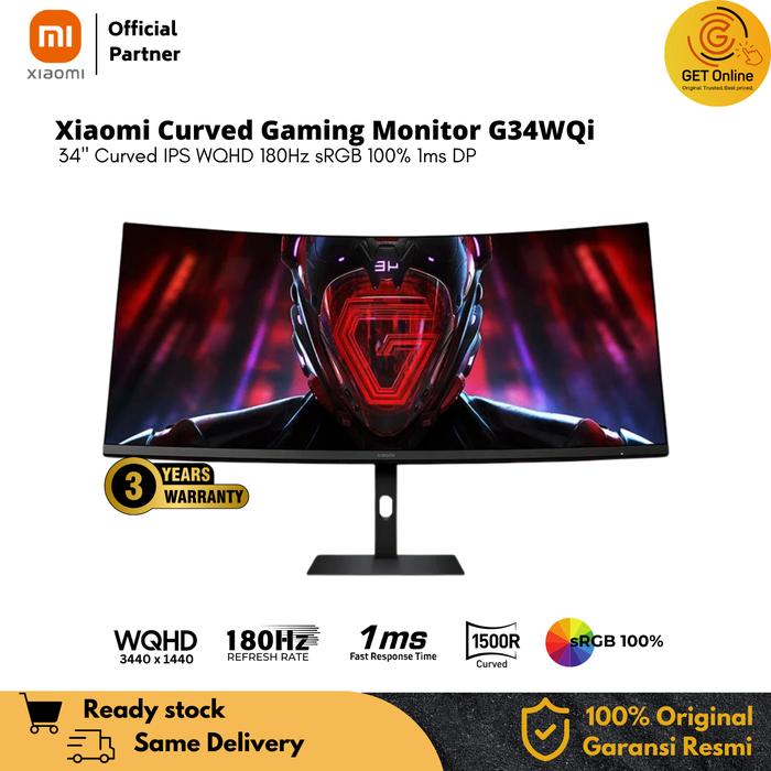 Promo Xiaomi Mi Monitor 34 Inch G34WQi WQHD Ultrawide 180Hz Curved ...