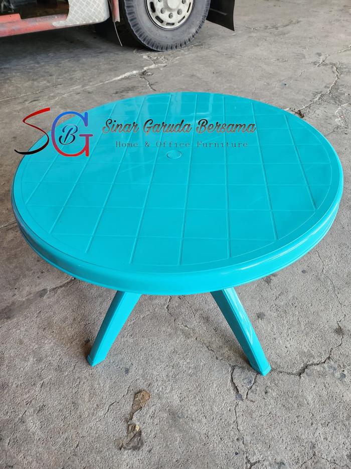 Jual [MEJA SAJA] MEJA BULAT PLASTIK BISA LETAK PAYUNG MEJA COCOK UTK ...