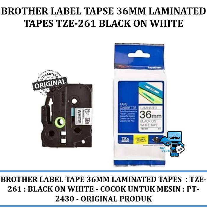Jual Brother Label Tapse 36mm Laminated Tapes TZE-261 Black On White ...