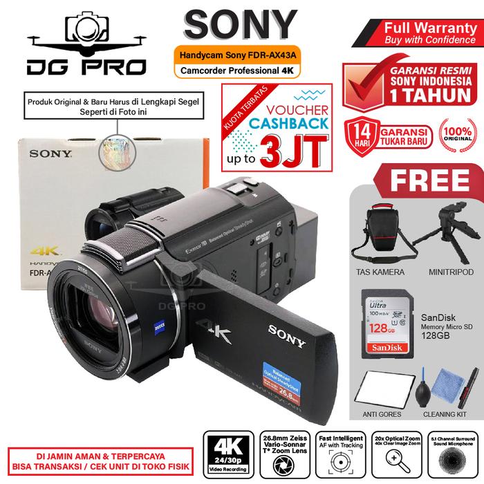 Jual Sony FDR-AX43A Camcorder 4K Handycam with Exmor R CMOS sensor ...