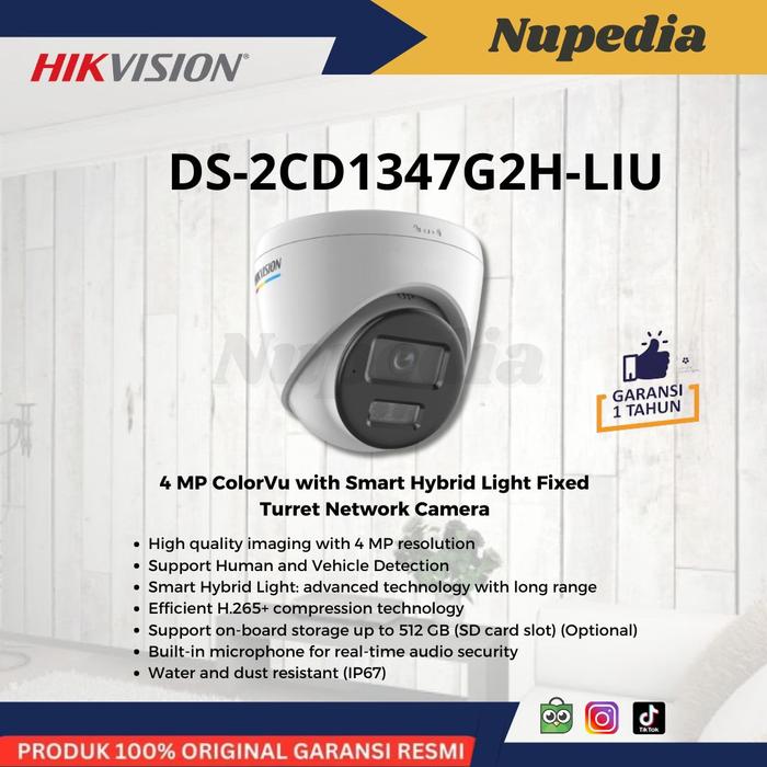 Jual HIKVISION DS-2CD1347G2H-LIU IP CAMERA 4MP ColorVu with Smart Hybrid Light Fixed Turret ...