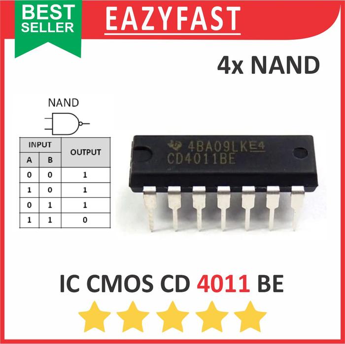 Jual IC CMOS CD 4011 BE DIP Gerbang Logika NAND Logic Gate CD4011BE ...