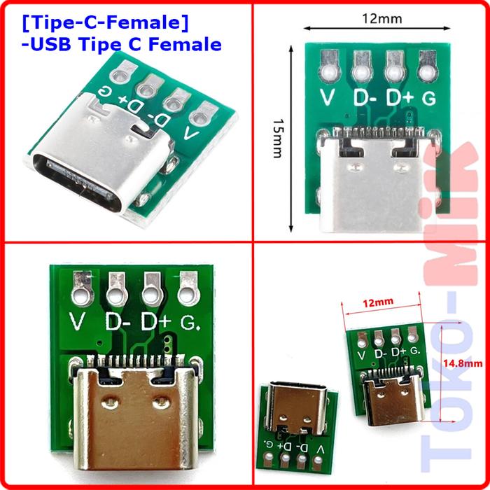 Jual DIY USB PCB Adapter Konektor Jack Colokan USB Tipe Type A B C A/B ...