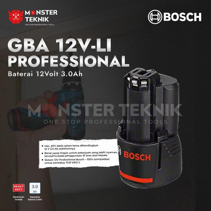 Jual Bosch GBA 12 V-LI 3.0 Ah Baterai Cordless Li-Ion 12V Battery ...