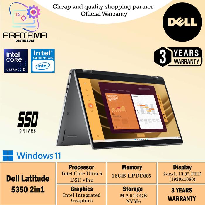 Jual Dell Latitude 5350 2 in 1 Core Ultra 5 135U vPro 16GB 512GB SSD ...