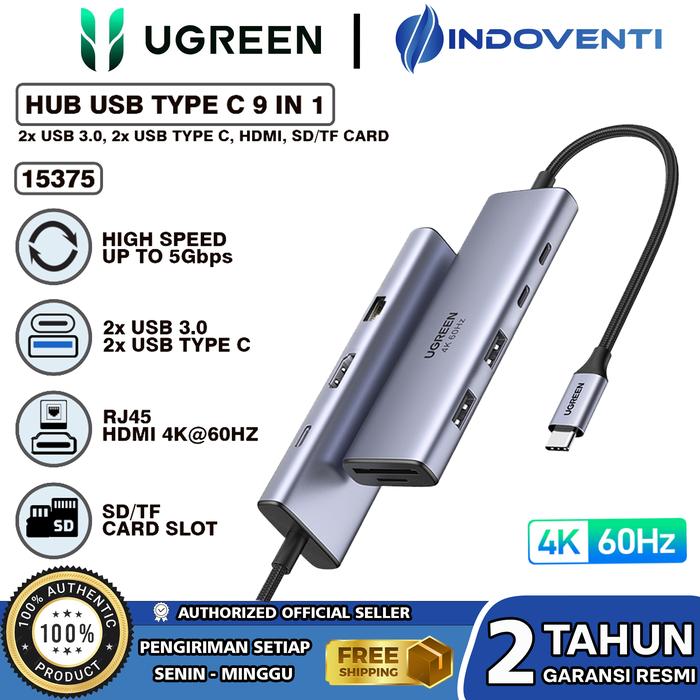 Promo UGREEN Usb Hub Type C To Usb 3.0 4K 8K HDMI VGA RJ45 TF/SD Card ...