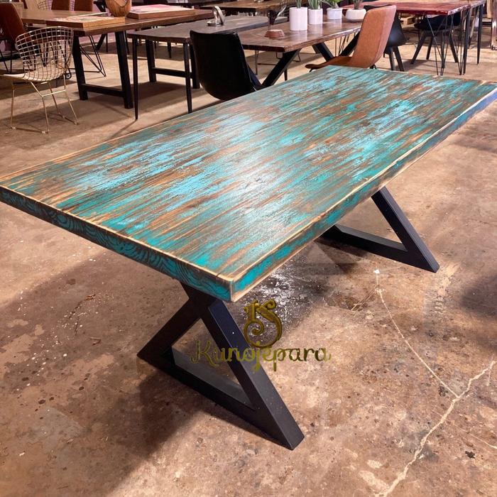 Jual Meja makan kayu jati antik, meja meeting rustic, meja model kuno ...