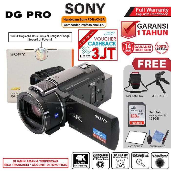 Jual Sony FDR-AX43A Camcorder 4K Handycam with Exmor R CMOS sensor ...