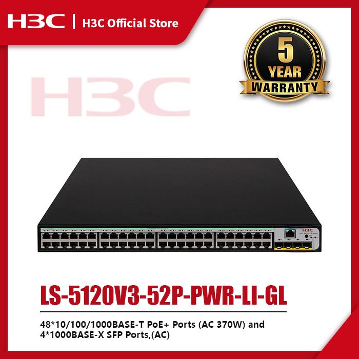 Promo H3C S5120V3-52P-PWR-LI L3 Ethernet Switch with 48*10/100/1000BASE-T PoE+ Ports (AC 370W ...