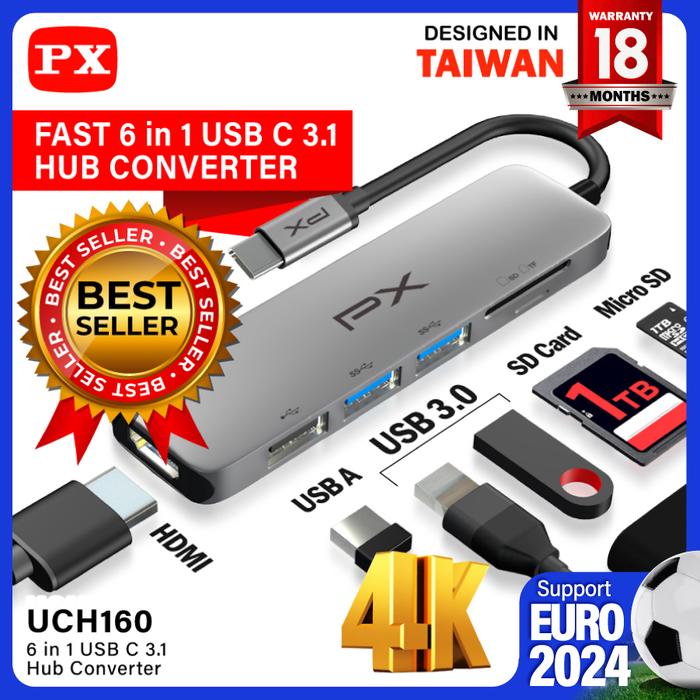 Jual USB Hub Converter Type C 3.1 Macbook Laptop HDMI 6 in 1 PX UCH160 ...