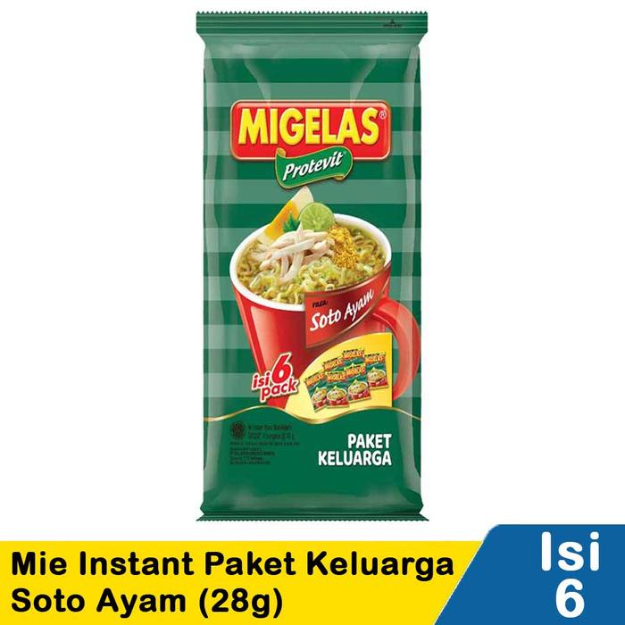 Jual Migelas Paket Keluarga Isi 6 Pack 180gr/Mie Instan - Soto Ayam ...