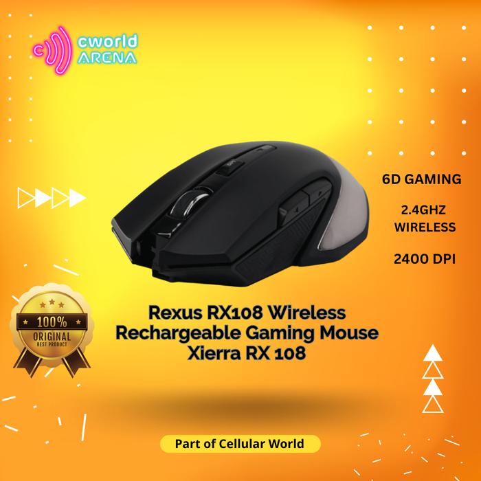 Jual Rexus RX108 Wireless Rechargeable Gaming Mouse Xierra RX 108 ...