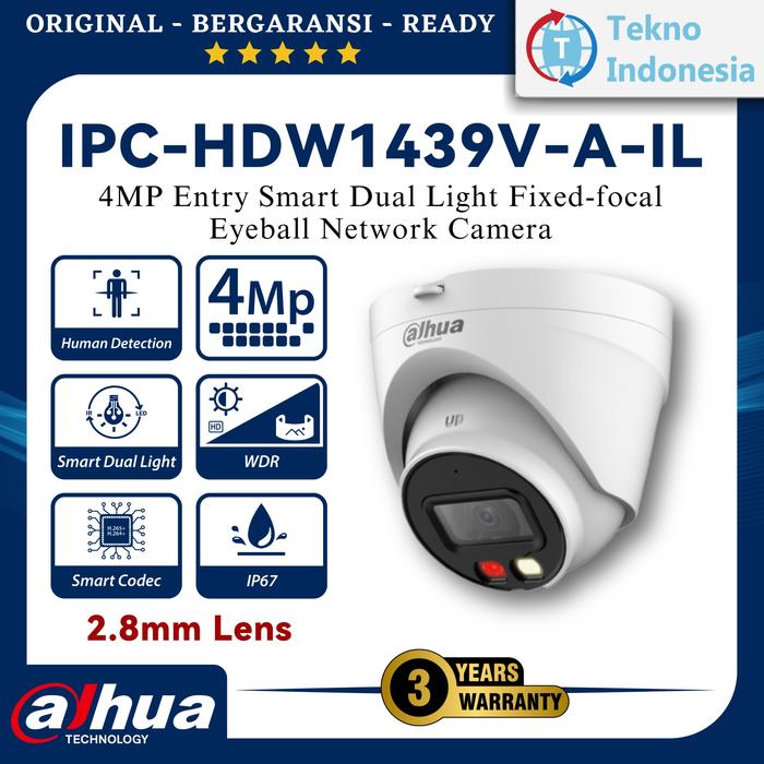 Jual Dahua IPC HDW1439V-A-IL 4MP Audio Smart Dual Light Fixed Eyeball ...