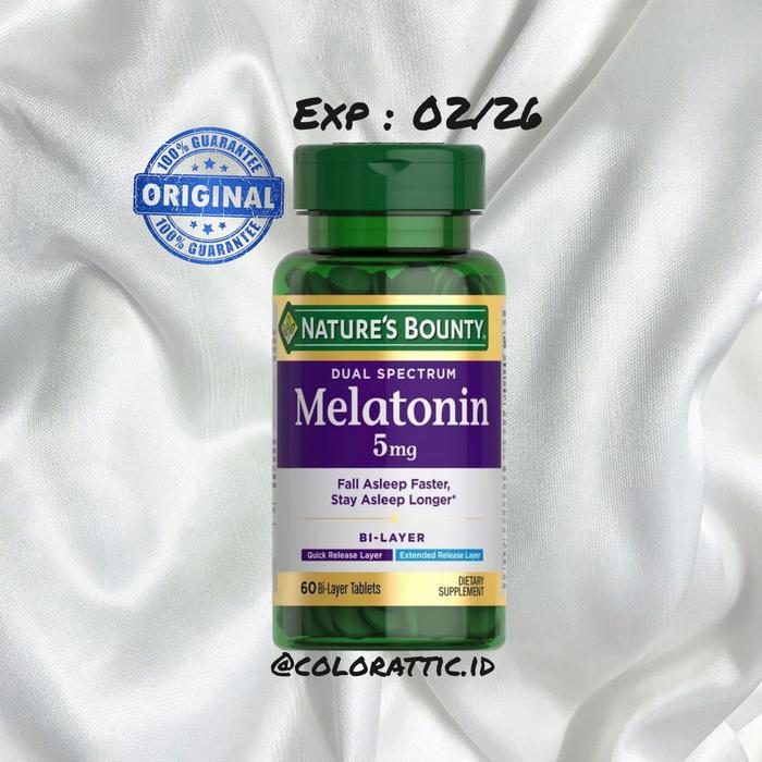 Jual Nature's Bounty Melatonin 5mg Dual Spectrum 60 Ct, 100 % Drug Free ...