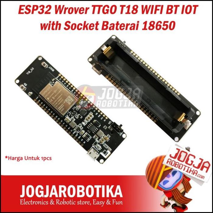 Jual esp32 wrover ttgo t18 wifi ble iot dev board with soket baterai ...