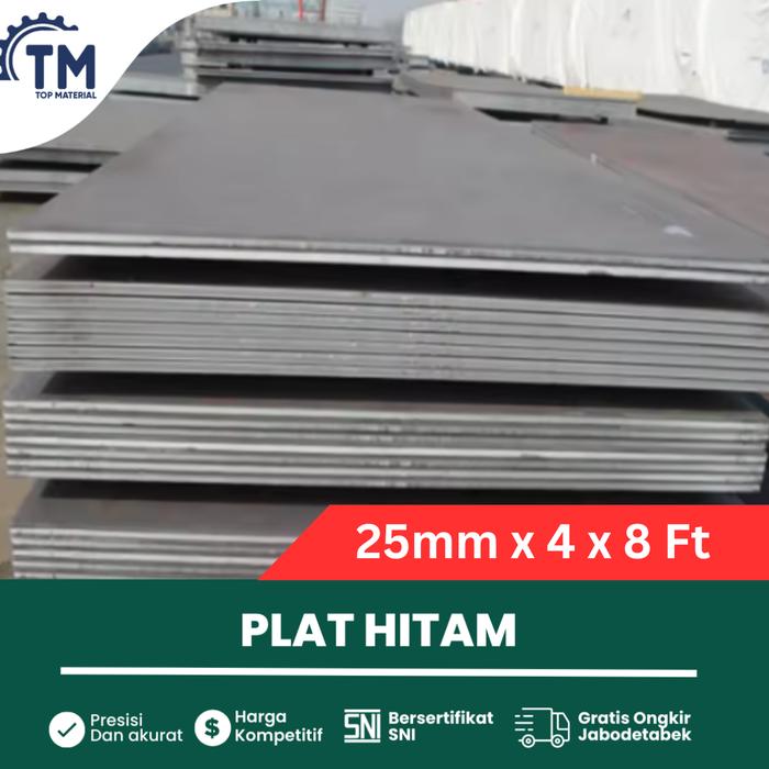 Jual Plat Besi Hitam Carbon Steel / Ezer / Eser Tebal 25mm x 4 x 8 Feet / 1200 x 2400 mm / 120 x ...