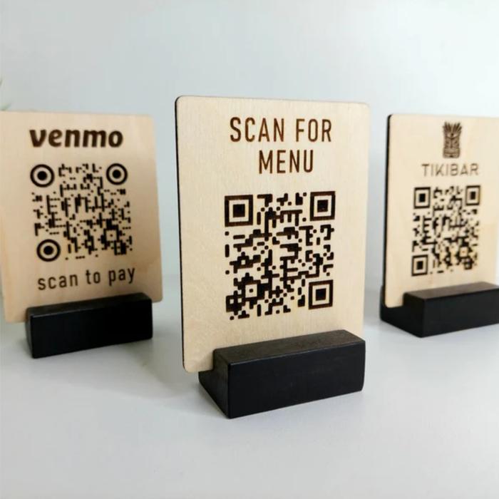 Jual Wooden Barcode Sign / QR Code Sign Kayu / Custom Papan QRIS Menu ...