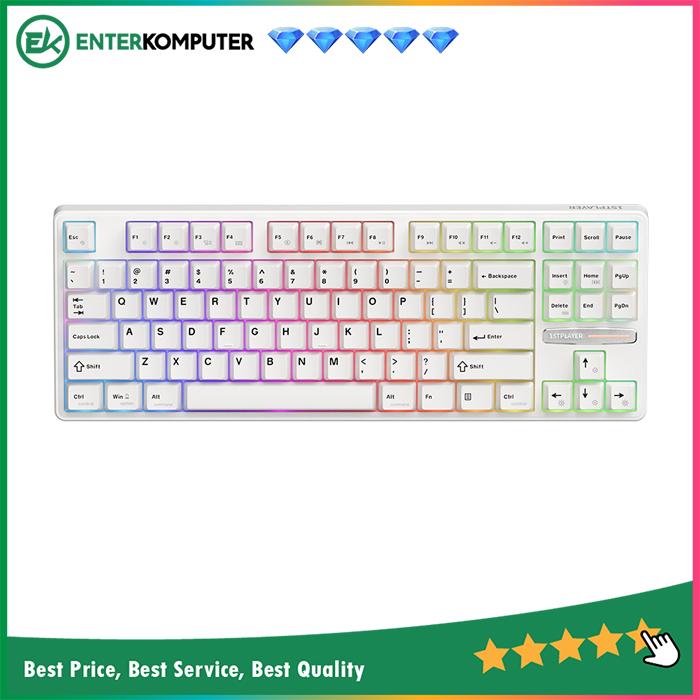 Promo 1STPLAYER DK6.0 White (Tenkeyless) Gaming Mechanical Keyboard 87 Keys Layout (Blue Switch ...