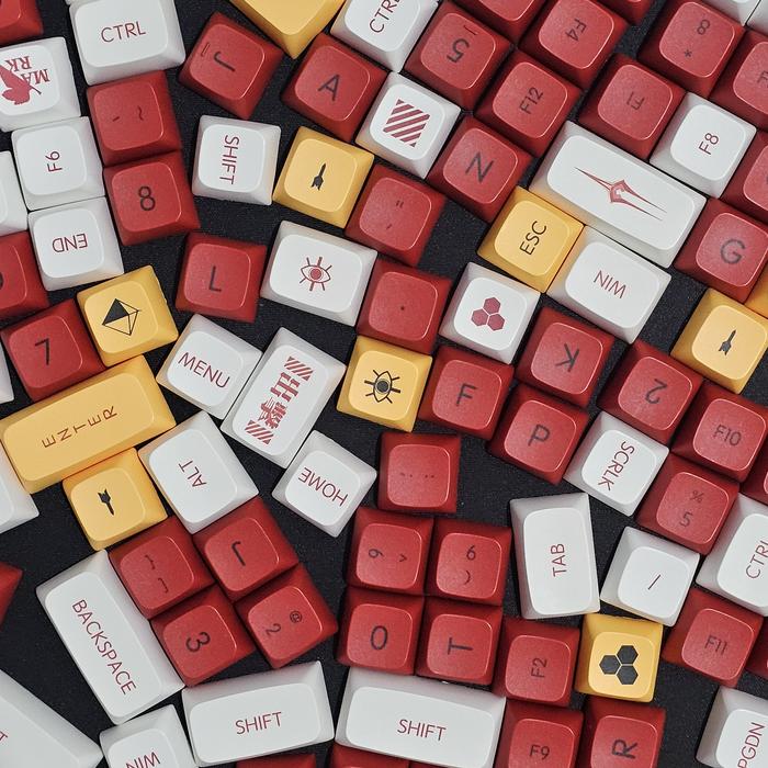 Jual Evangelion Asuka Red Yellow Keyboard Keycaps PBT Dye Sub by Press ...
