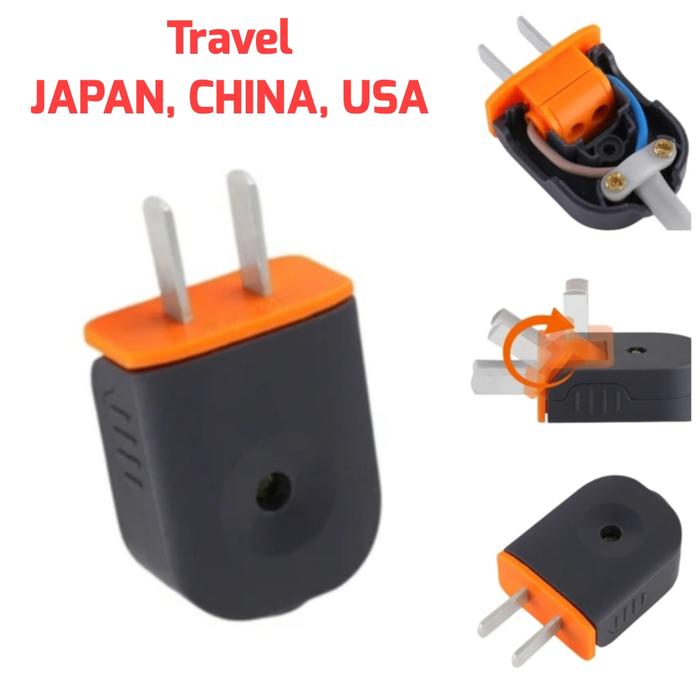 Jual Colokan listrik JEPANG, CHINA dan USA 2 pin gepeng bisa di TEKUK ...