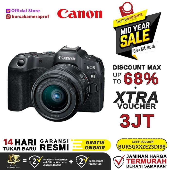 Promo Canon EOS R8 Kit RF 24-50mm f4.5-6.3 IS STM EOS R 8 24-50 mm R-8 ...