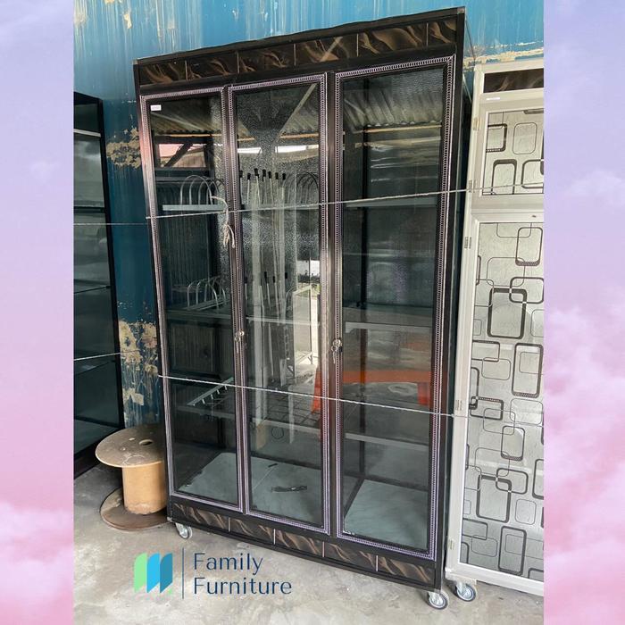 Jual Rak Piring Aluminium Black Tempahan 3 Pintu Jumbo Kaca Reben ...