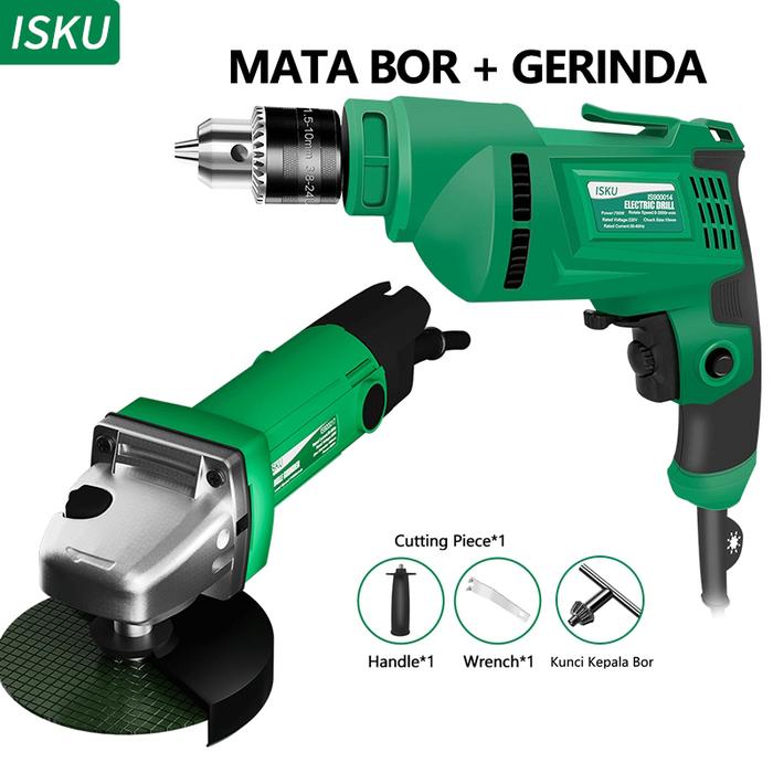 Promo ISKU Mesin Bor Set 700W 220V Dan Mesin Gerinda Tangan 500W 220V ...