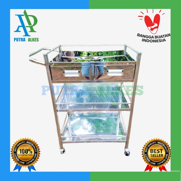 Jual Trolley Troli Instrument 3 Rak 2 Laci Stainles | Meja Instrument 3 ...
