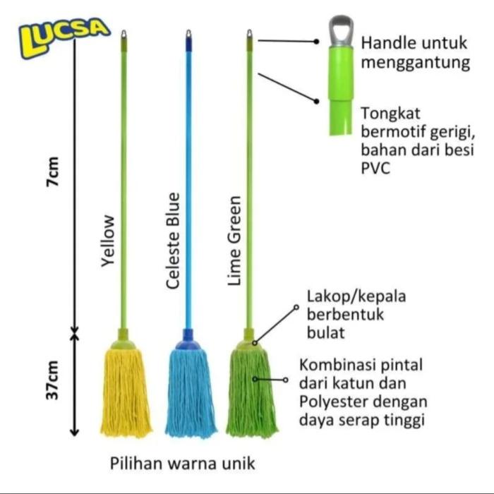 Jual Pel lantai bulat katun Lucsa / pel bulat lucsa dengan gagang/ pel ...