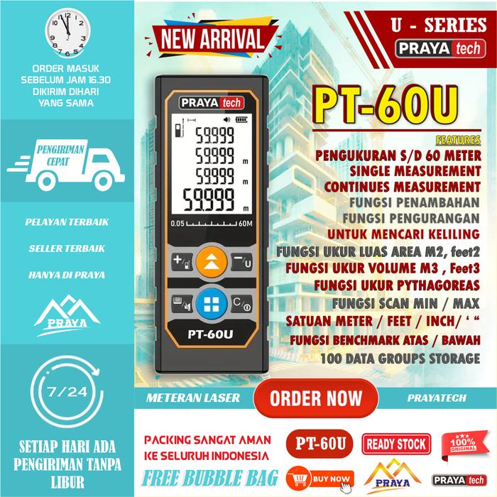 Jual Laser Distance Meter 40m 40 meteran alat ukur jarak - PT-60U, PLUS ...