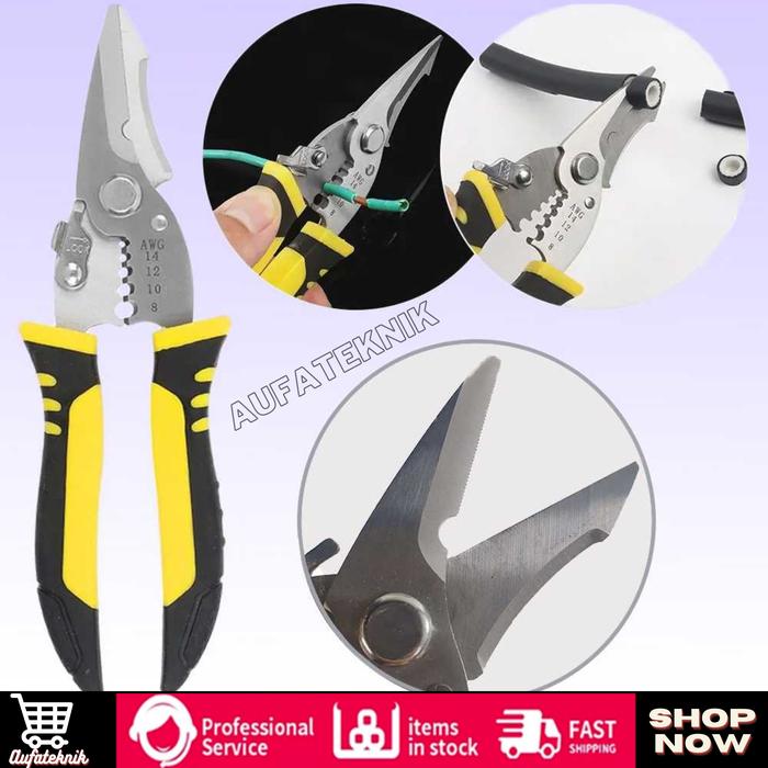 Jual Tang Gunting Kawat Listrik Multifungsi Cable Cutter Stainless ...
