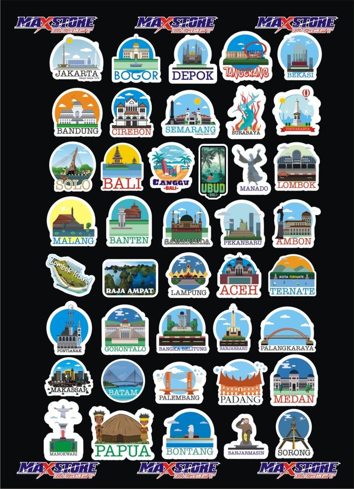 Jual sticker koper kota indonesia / luggage sticker / indonesia city ...