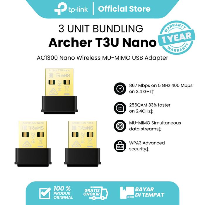 Promo TP-Link Archer T3U Nano | AC1300 WiFi Adapter | Wireless Dual ...