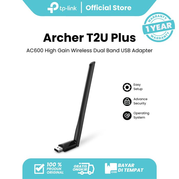 Promo TP-Link Archer T2U Plus | AC600 Wireless USB Adapter | High Gain ...