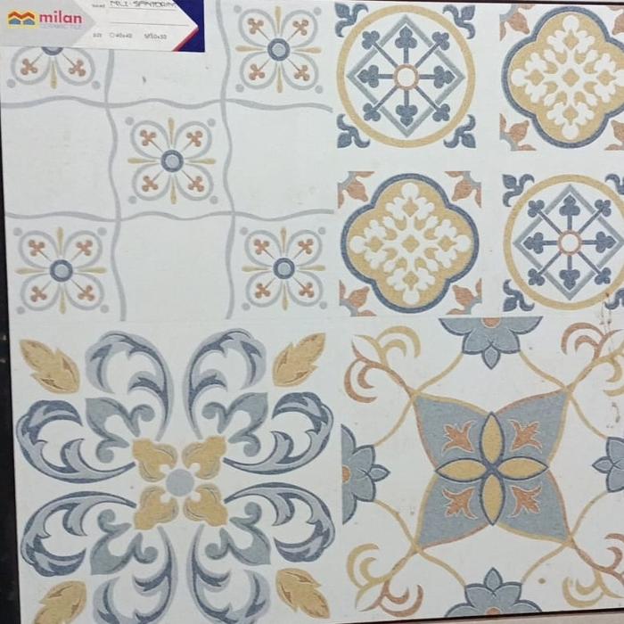 Jual KERAMIK LANTAI 50X50 MOTIF BATIK HABITAT CUTTING GRANIT SANTORINI ...