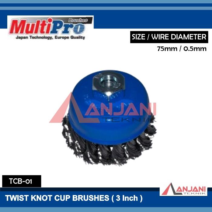 Jual MULTIPRO TCB-01 SIKAT MANGKOK KEPANG KAWAT BESI GERINDA 3 INCH / 75 MM TWIST KNOT CUP BRUSH ...