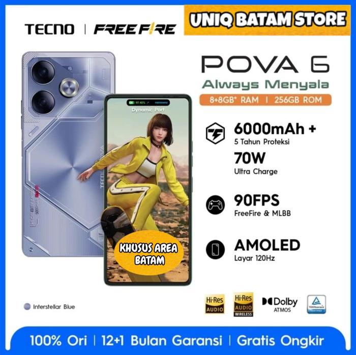Jual TECNO POVA 6 RAM 8/256 GB 6000 mAh 70W CHARGE AMOLED GARANSI [ BATAM ] - Kota Batam - UNIQ ...