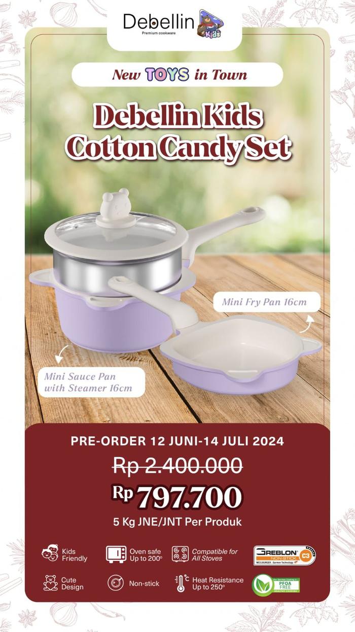 Jual Debellin Kids Cotton Candy Set Mpasi Sehat Frypan Saucepan Steamer - Jakarta Pusat ...