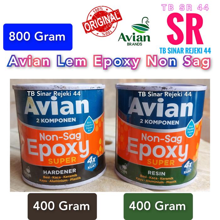 Jual Avian Lem Epoxy Non Sag Super 2 Komponen 800 Gram (400 Gram Resin ...