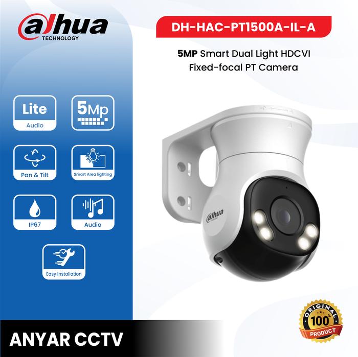 Jual DAHUA DH-HAC-PT1500A-IL-A 5MP Smart Dual Light HDCVI Fixed-focal PT Camera - Kota Bandung ...