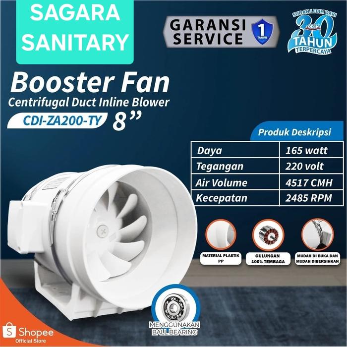Jual blower portable 8 in / mini inline duct booster exhaust fan 8 ...