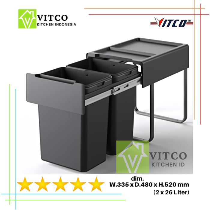 Promo VITCO 52 L Kitchen Cabinet Double Waste Bin Grey Soft Close ...