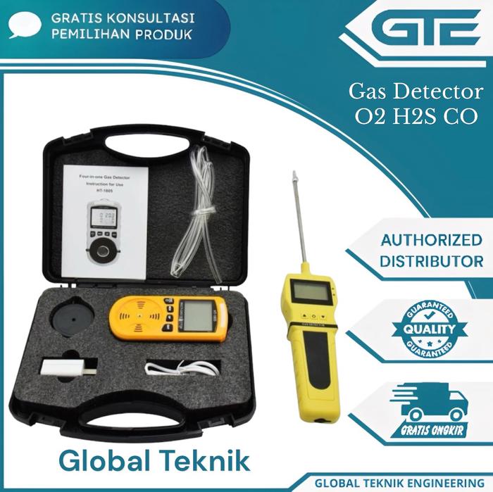 Jual 4 in 1 Multi Gas Detector O2 H2S CO Combustible With Gas Sampler ...