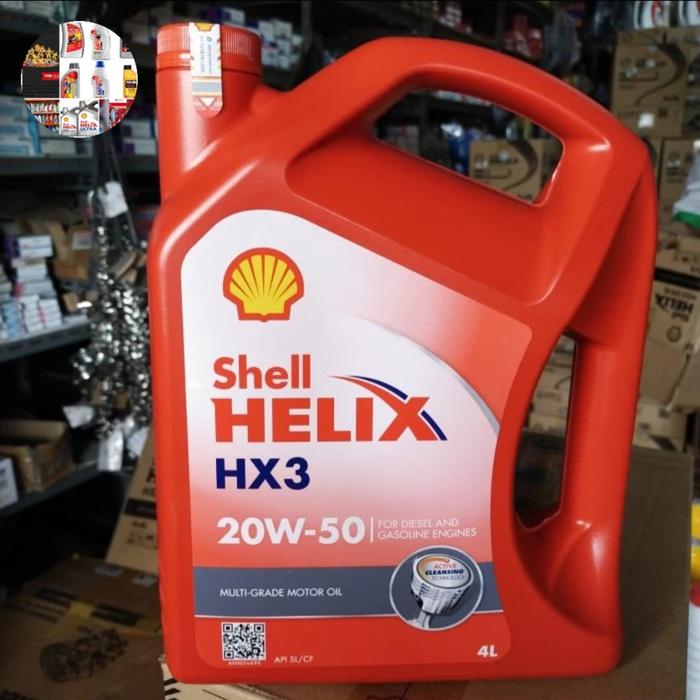 Jual OLI SHELL HELIX HX3 SAE 20W-50 ORIGINAL 100% BARCODE GALON 4L ORI ...