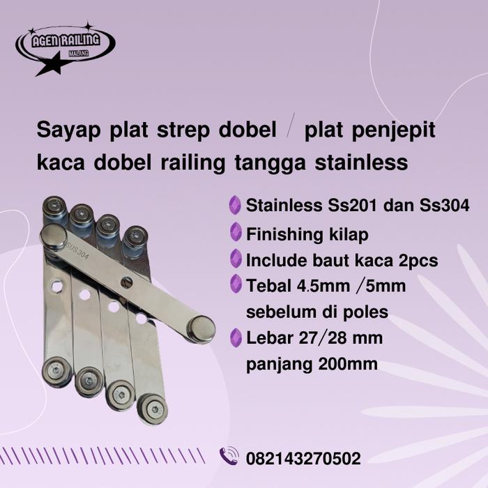 Jual penjepit kaca / spider glass sayap double railing tangga + baut kaca - Kota Malang ...