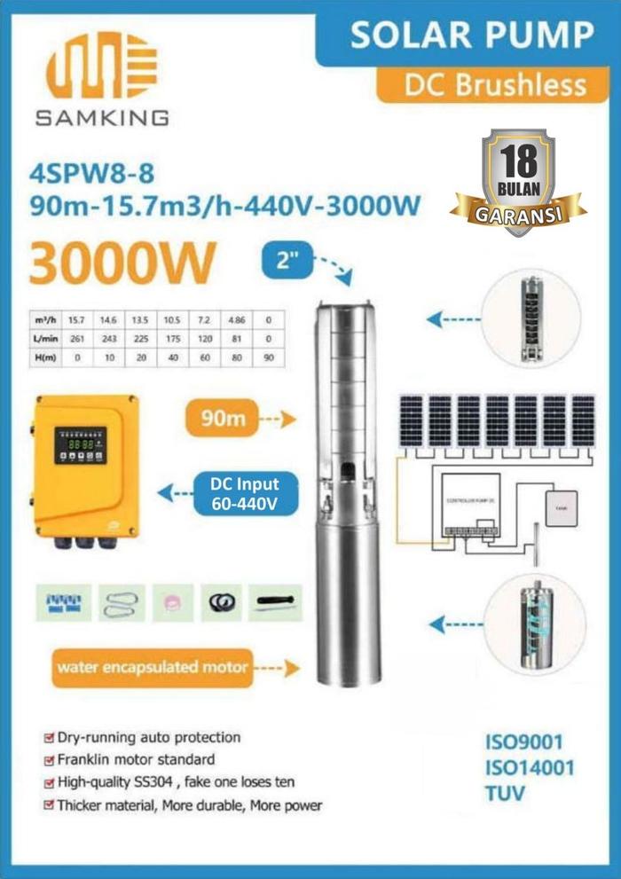Jual POMPA SAMKING SUBMERSIBLE SATELIT TENAGA SURYA 3000WATT 4HP ...