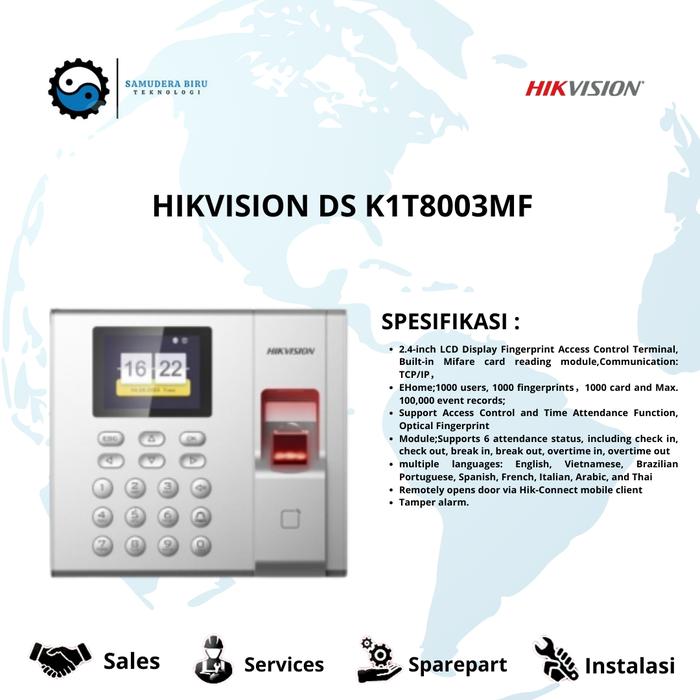 Jual MESIN ABSENSI FINGER PRINT HIKVISION DS K1T8003MF - Kota Pekanbaru ...