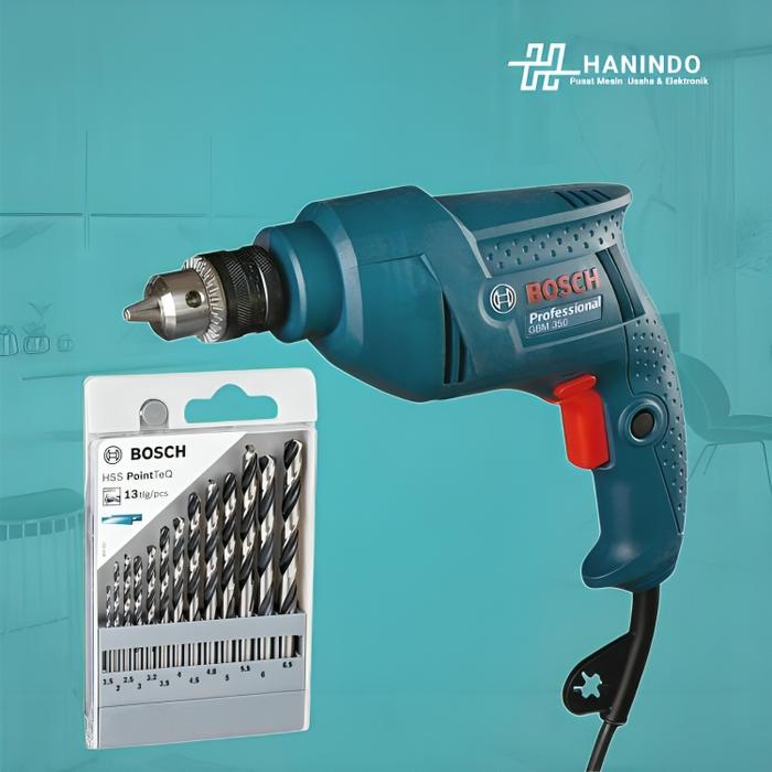 Jual Bosch GBM 350 New Mesin Bor Kayu & Besi 10mm + Mata Bor Besi Set ...